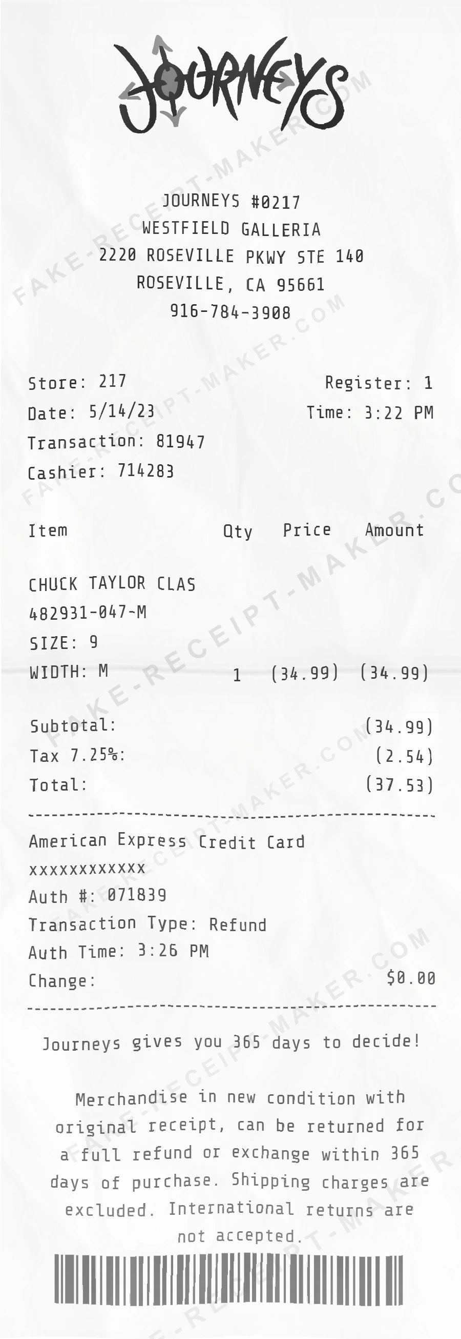 Generate Journeys Receipt | Real Template | Fake Receipt Maker